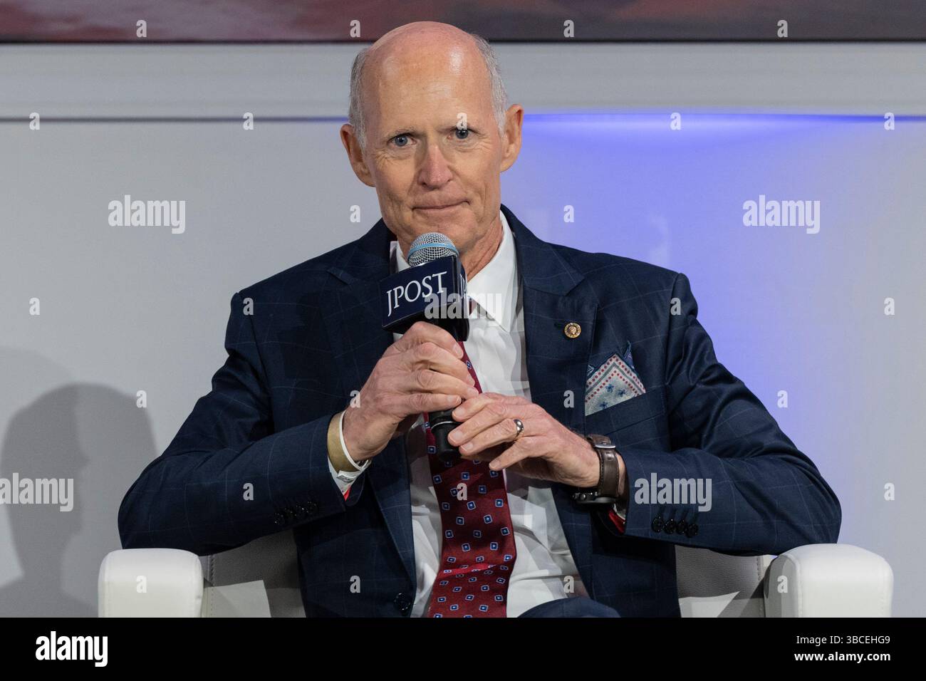 New York, USA. 19th May, 2025. US Senator Rick Scott speaks on stage ...