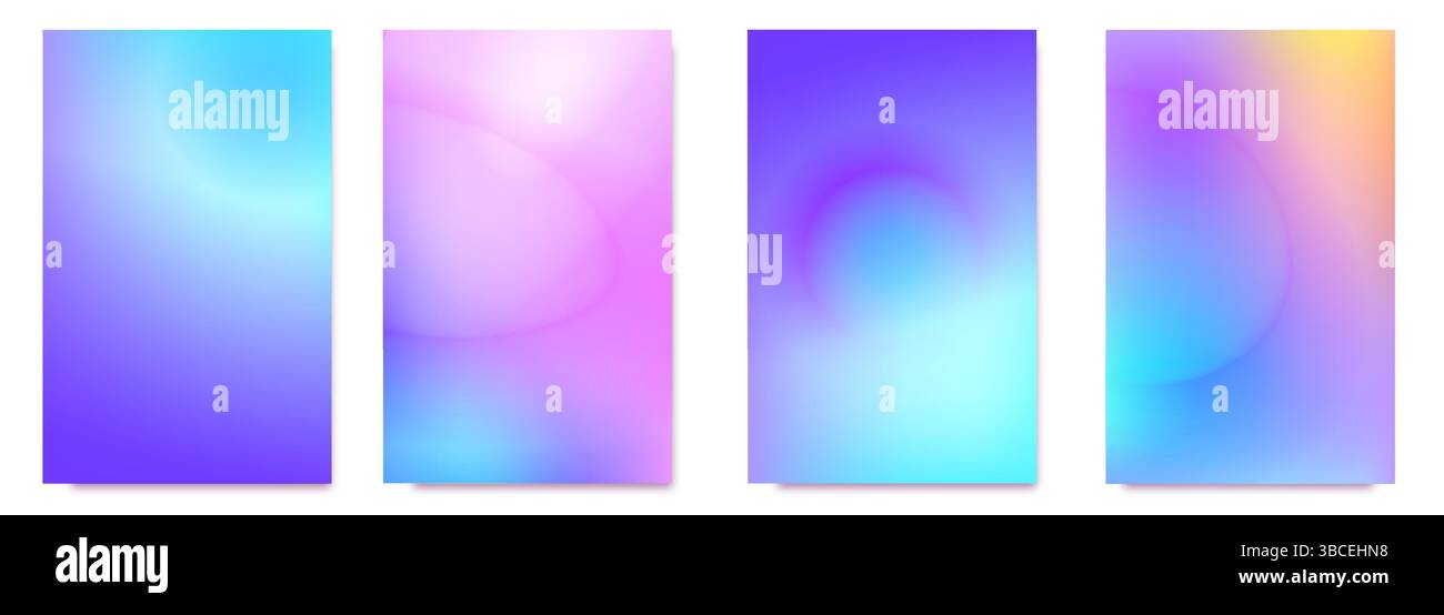 Y2k aura gradient backgrounds set of vibrant colors. Smooth blurred blends with dreamy neon ...