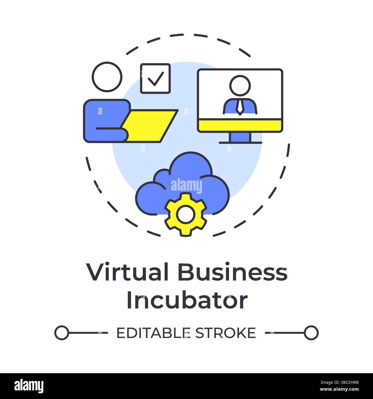 Virtual business incubators multi color concept icon Stock Vector Image ...