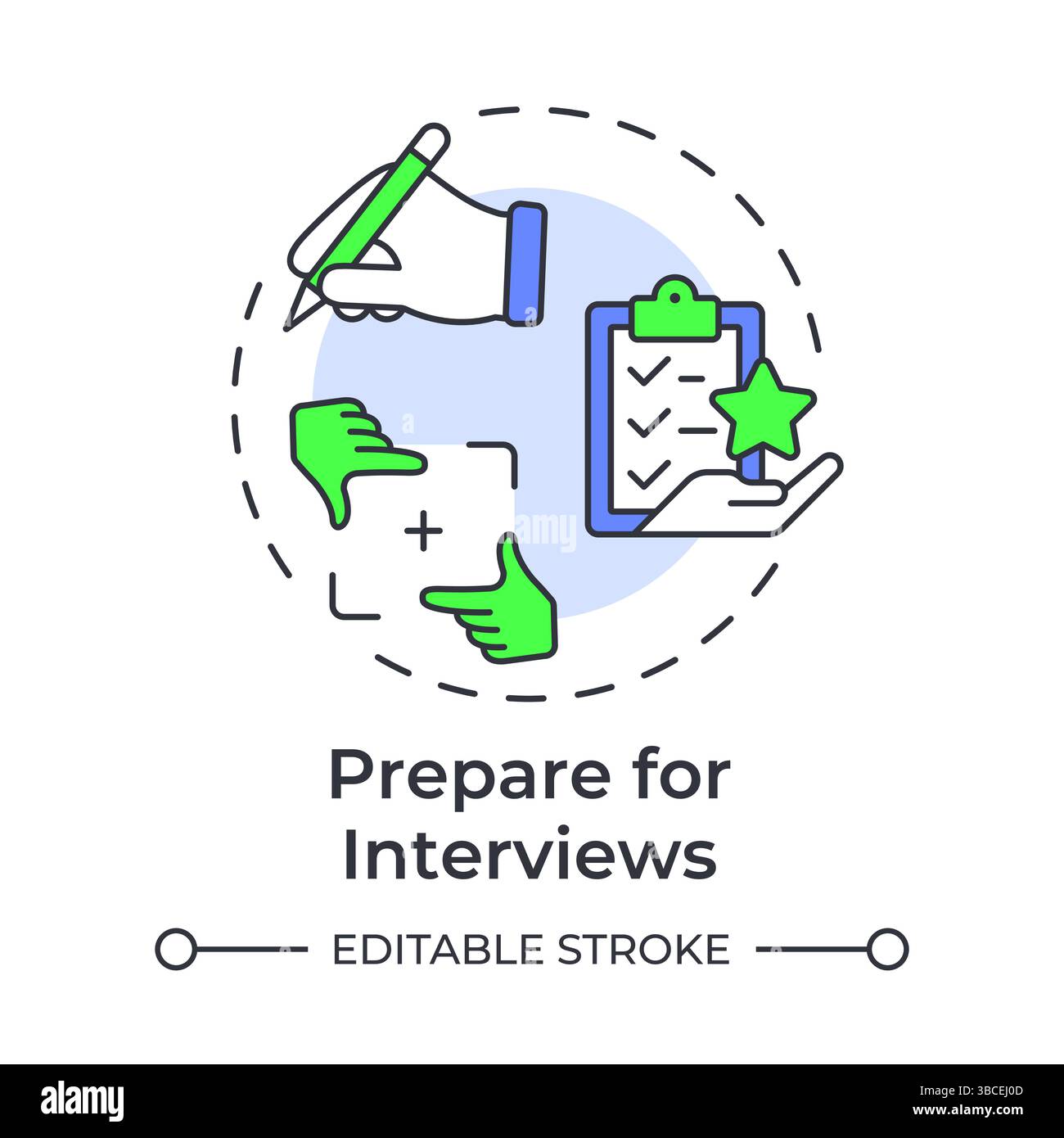 Prepare for interviews multi color concept icon Stock Vector Image ...