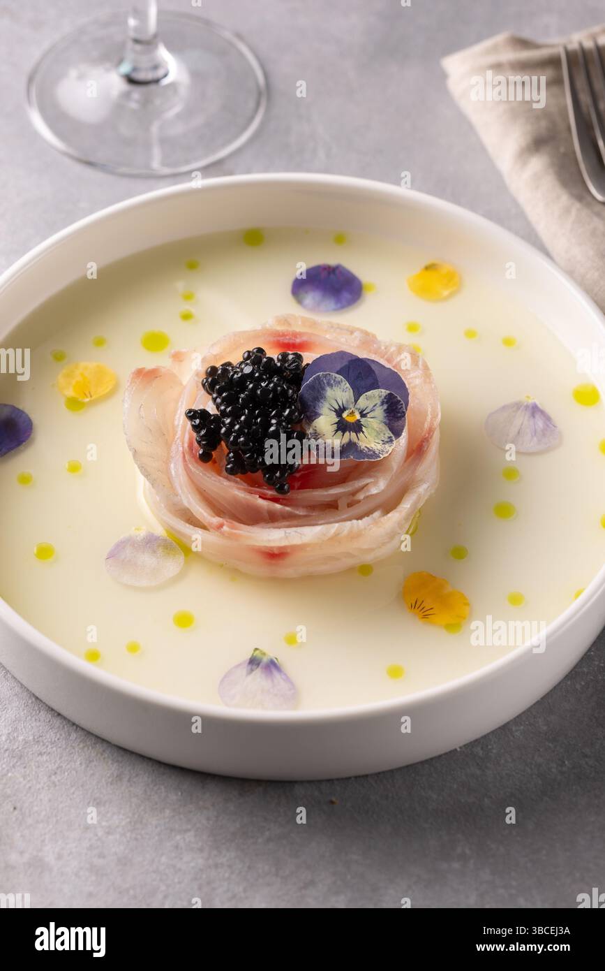 A traditional dish in Peru, ceviche, elegant appetizer of fresh fish in ...