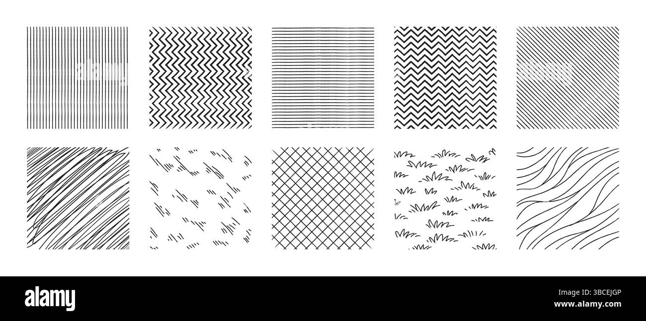 Crosshatch patterns collection - vertical, horizontal lines, zigzag and ...