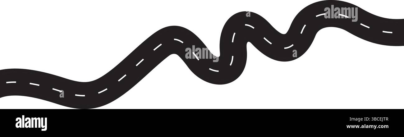 Curve asphalt road path. Highway winding route track. Vector isolated ...
