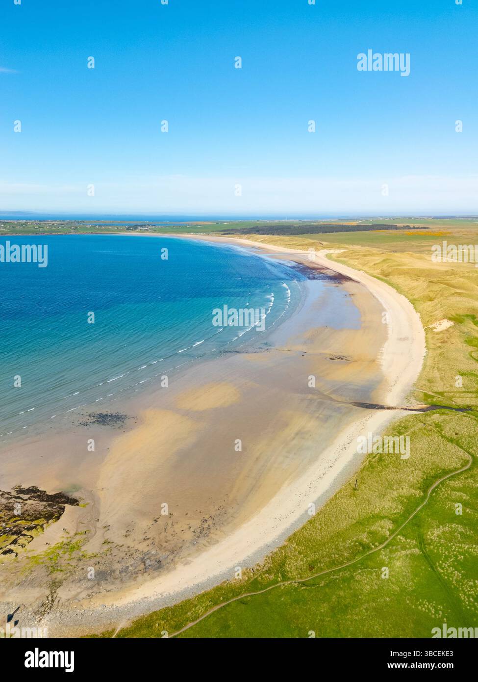 Aerial view of Dunnet Beach near Dunnet, Caithness, Scotland, UK Stock ...
