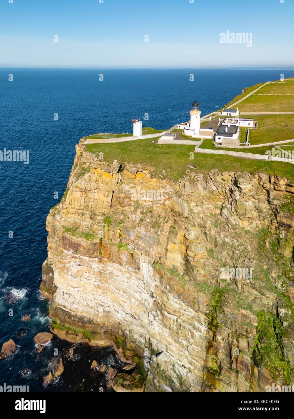 Aerial view of Dunnet Head Lighthouse at the most northerly point on ...