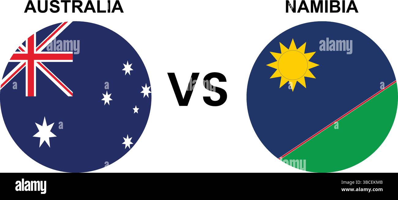 Australia vs Namibia Cricket Match Vector – Editable Flags & National ...