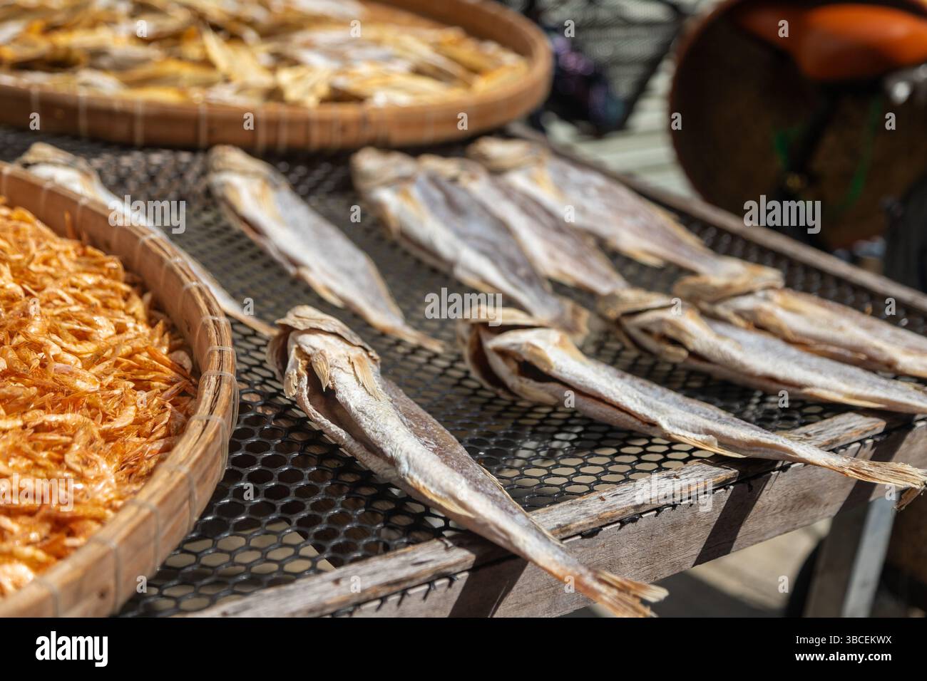 local shop in the fishing village of Tai O, with locally caught fish ...