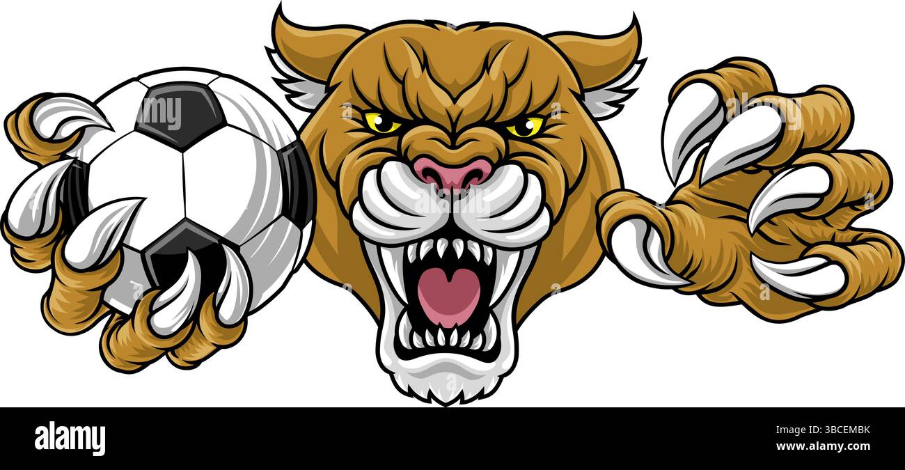 Cougar Panther Mountain Lion Puma Soccer Mascot Stock Vector Image ...