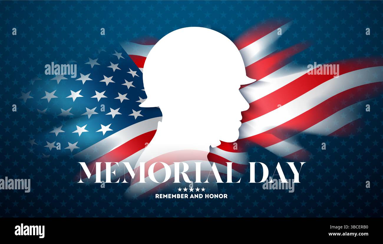 Memorial Day of the USA Vector Illustration with Flag and Patriotic ...
