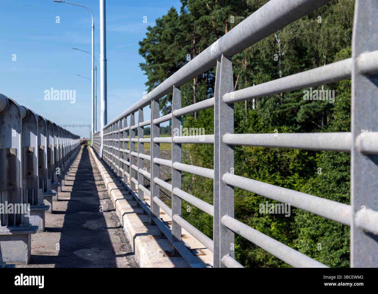 Metal railings on the bridge to protect against falling, metal ...