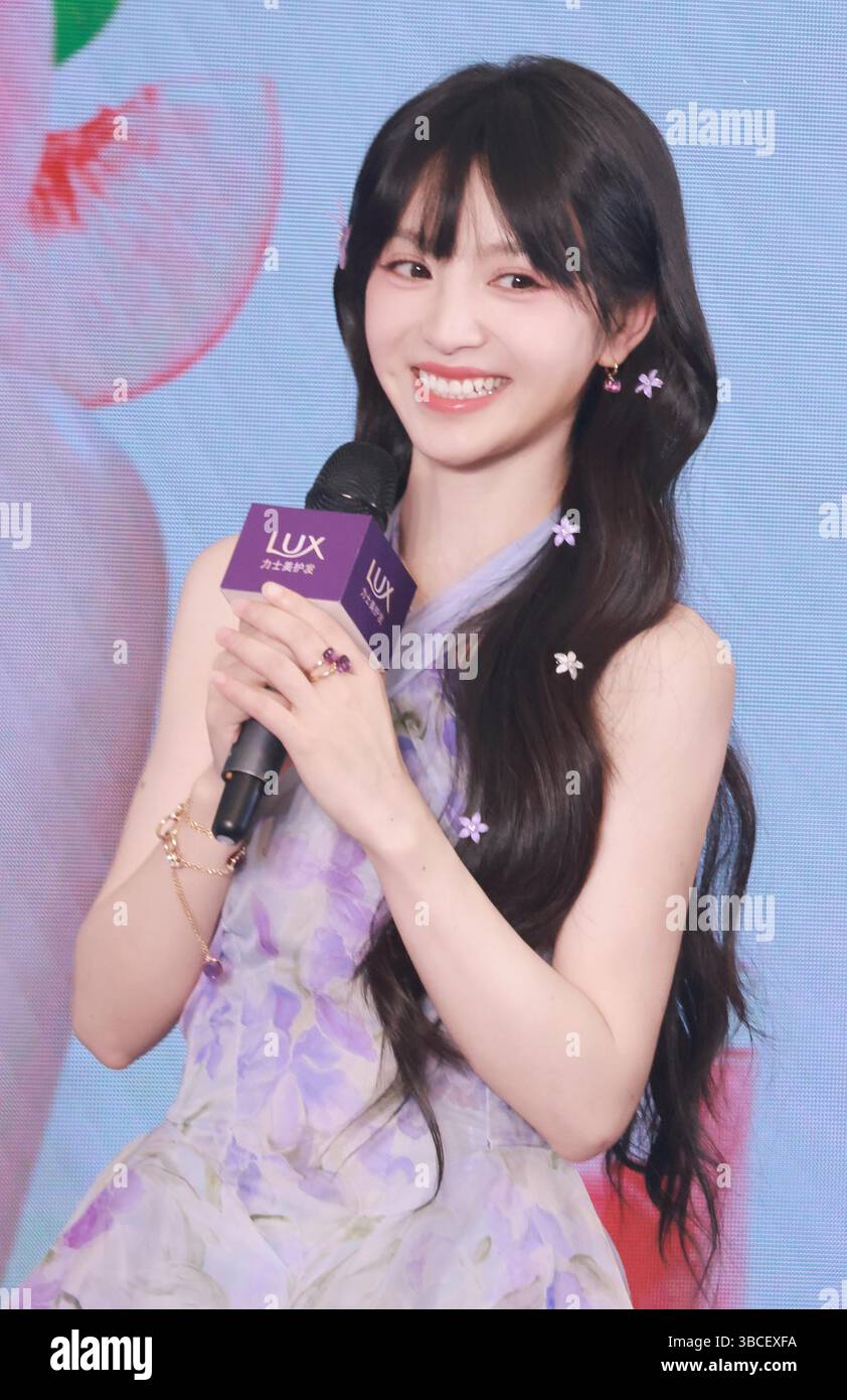 Chinese actress Tian Xiwei attends an activity in Haikou City ...