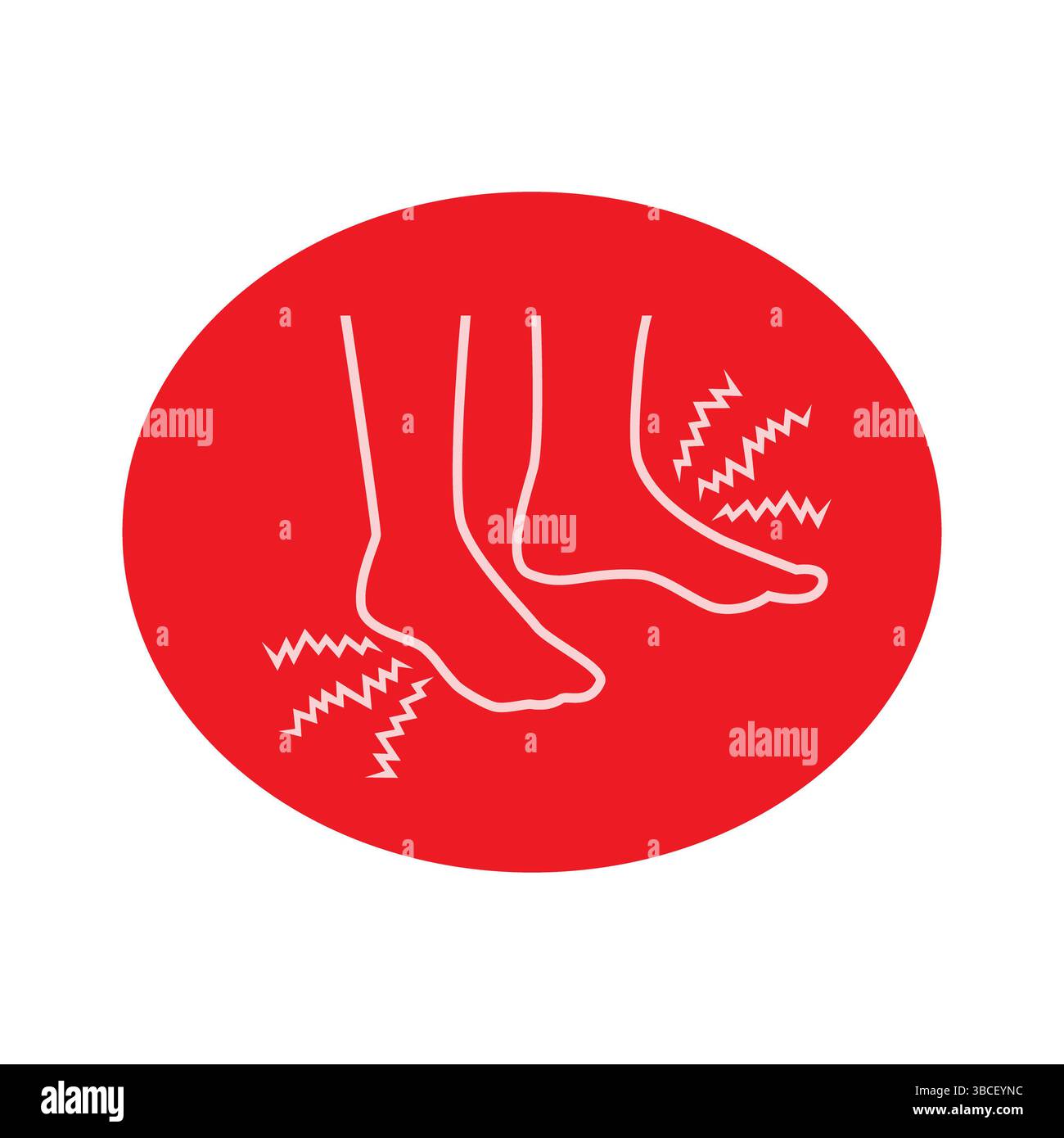 Foot pain, line art vector illustration Stock Photo - Alamy