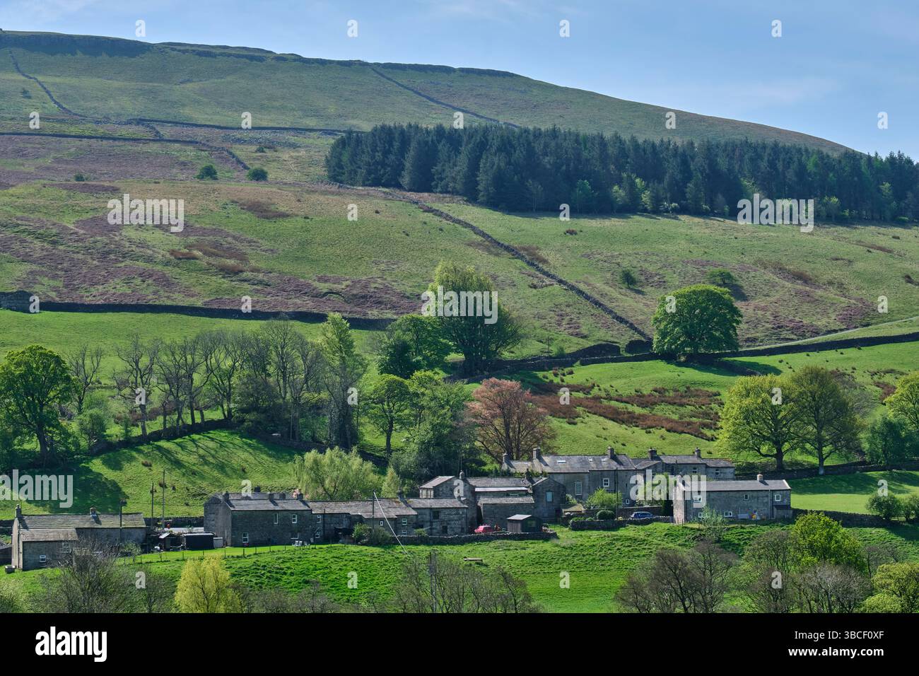 The hamlet of Satron, near Gunnerside, Swaledale, Yorkshire Dales ...