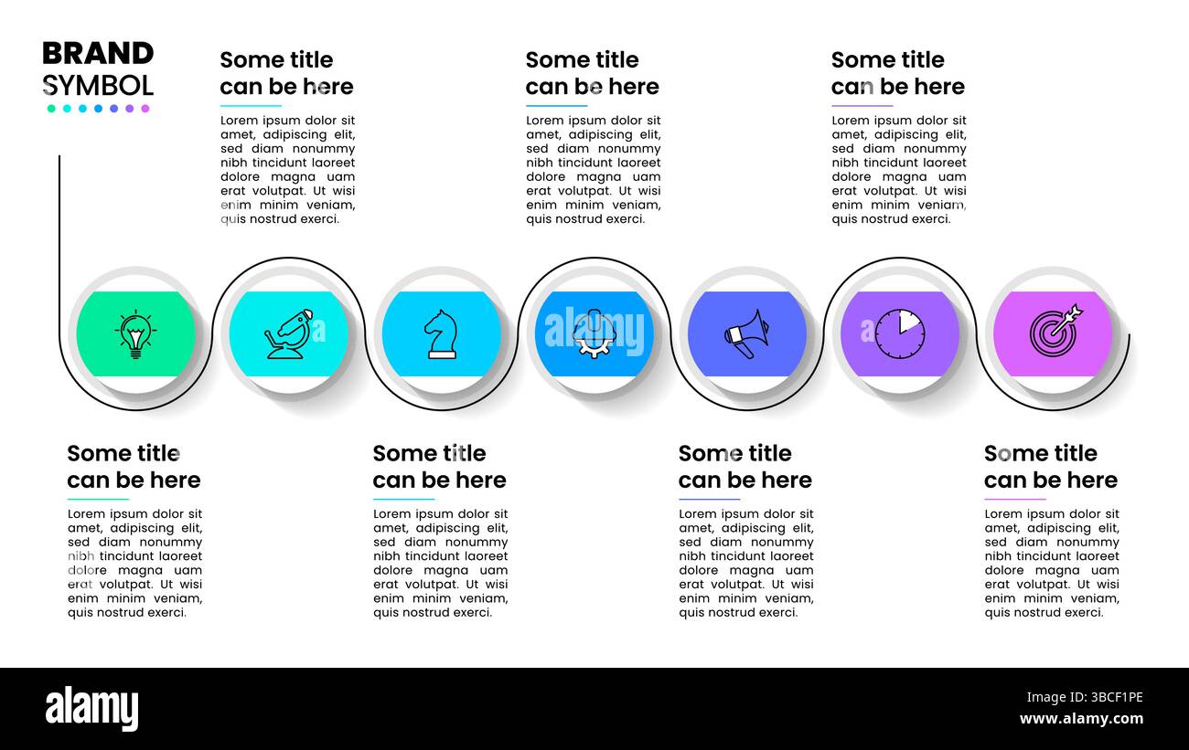 Infographic template with icons and 7 options or steps. Line. Can be ...