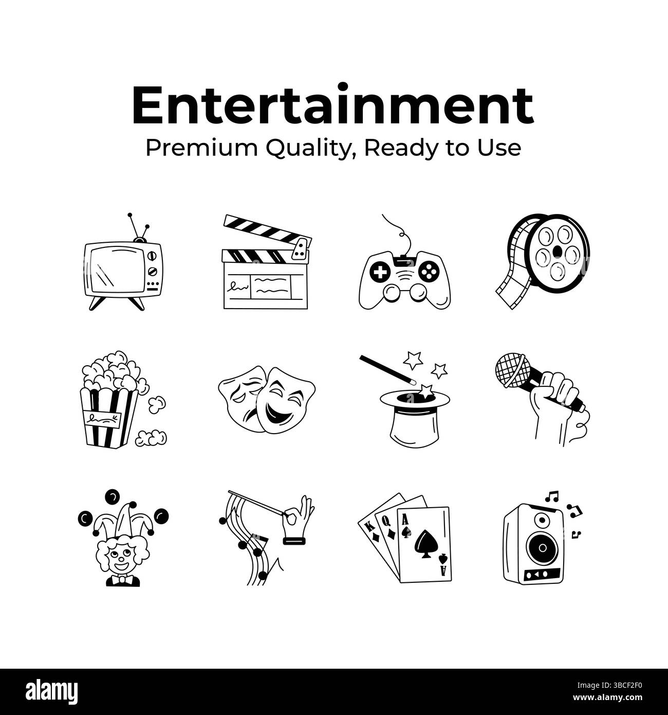 Grab this pack of entertainment icons in modern design style Stock ...