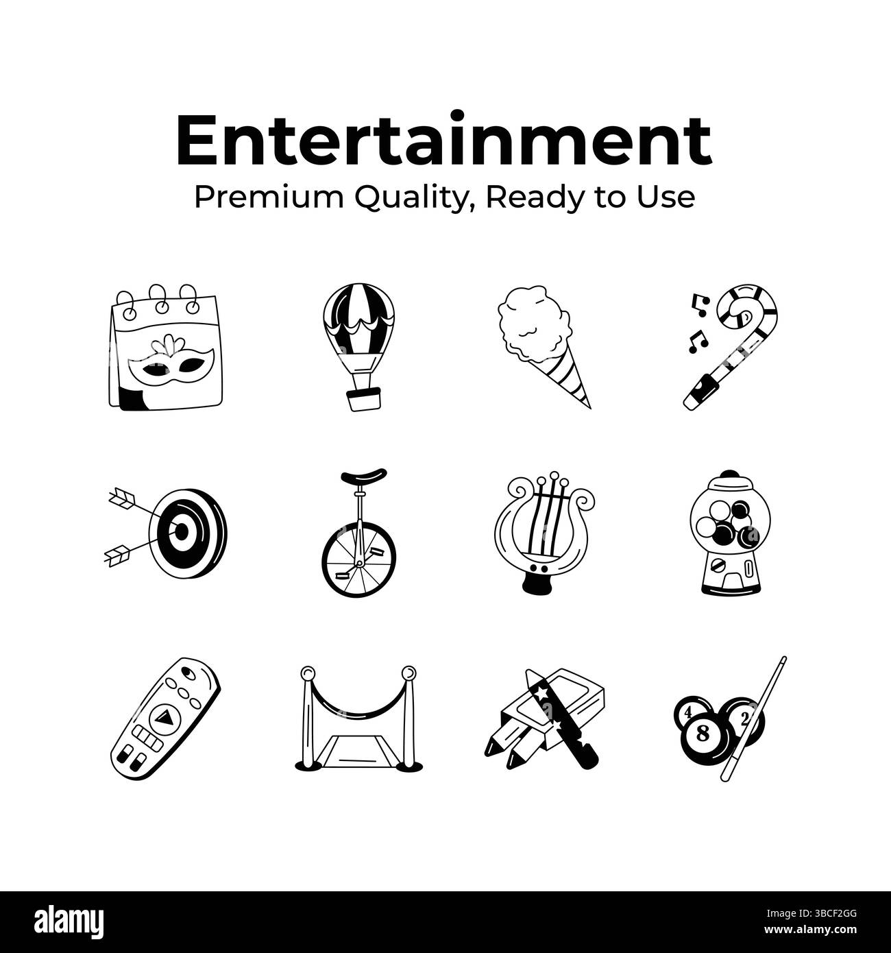 Check this amazing pack of entertainment icons in hand drawn style ...