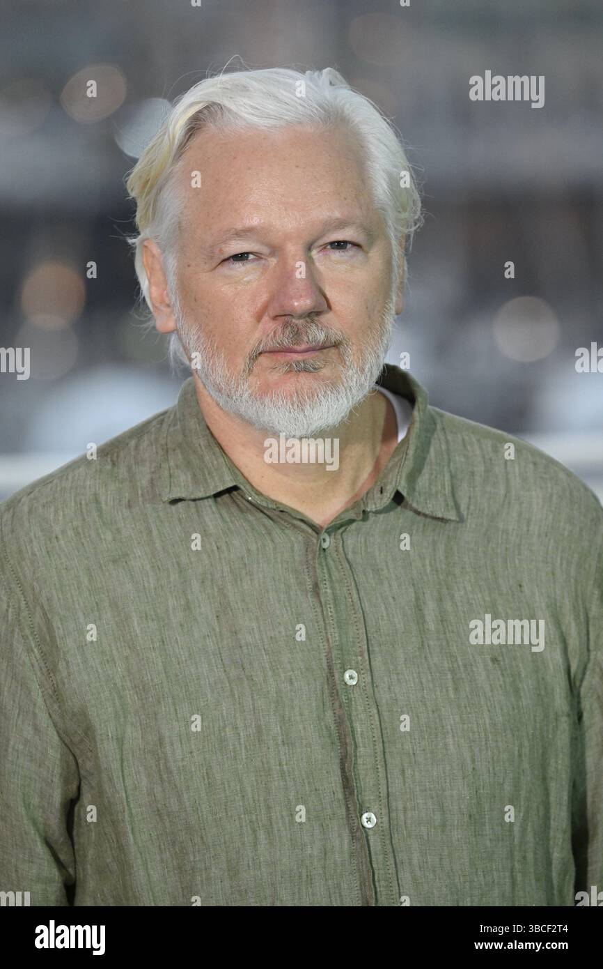 Julian Assange during the photocall for the film The Six Billion Dollar ...
