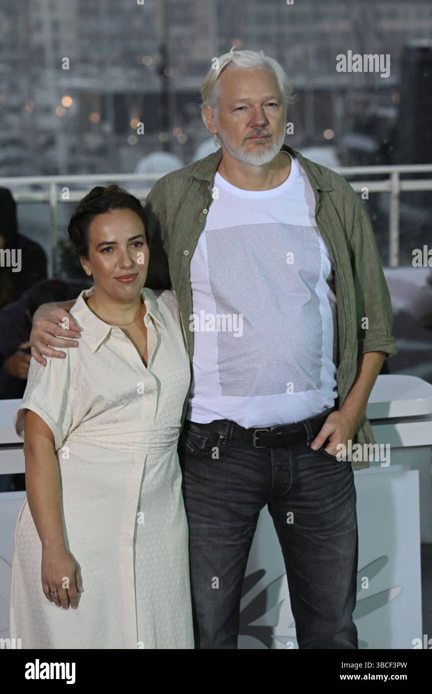 Julian Assange and wife Stella during the photocall for the film The ...