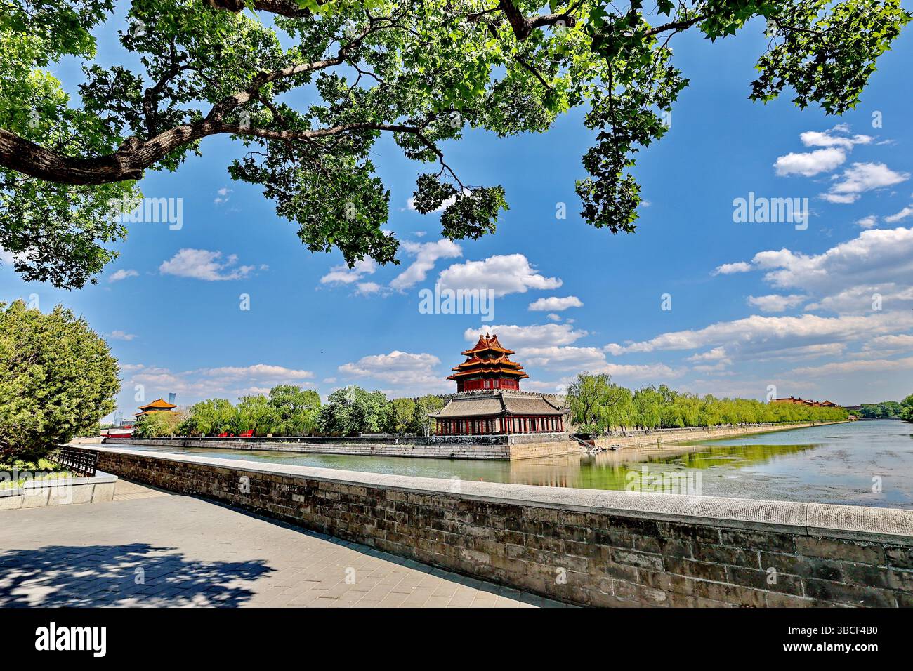 Early summer scenery of the Corner Tower at the Forbidden City in ...