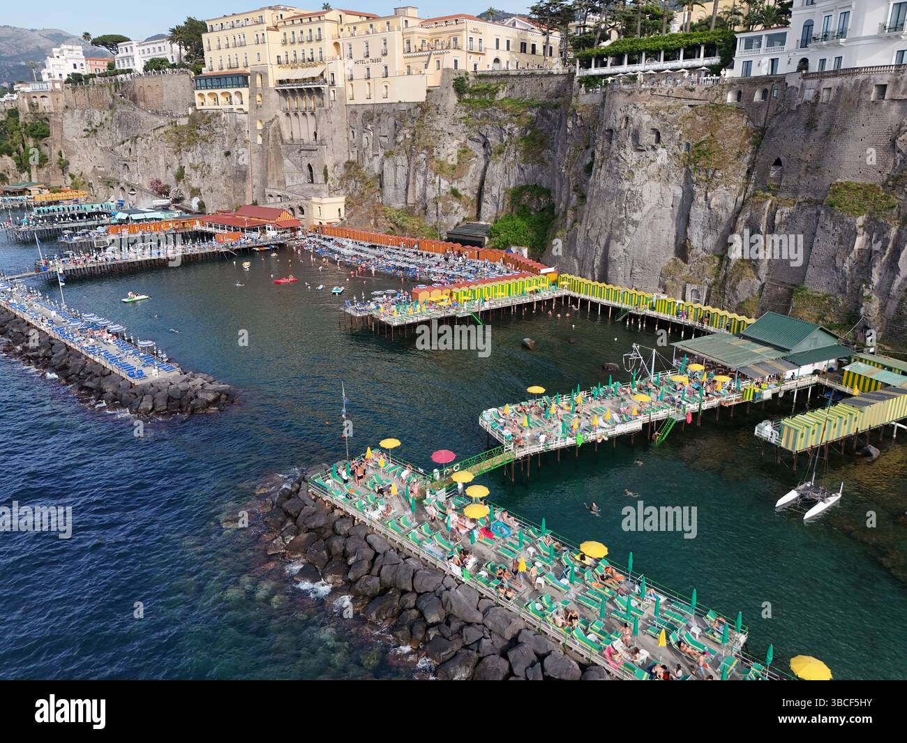 Aerial view of the Sorrento Holiday seafront beach resort Italy Stock ...