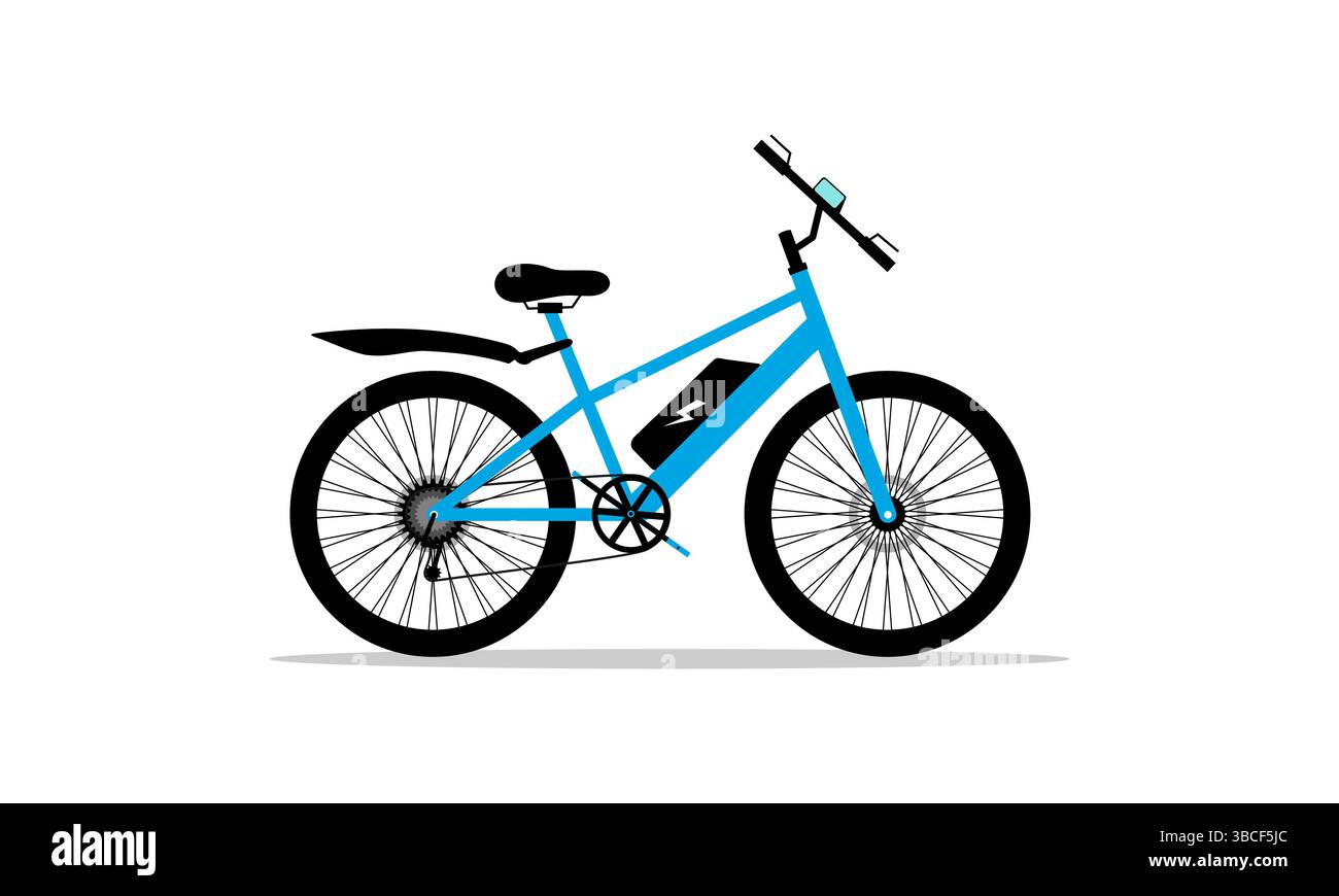 Modern Blue Electric Bike with Gears, e bike, charging bicycle isolated ...
