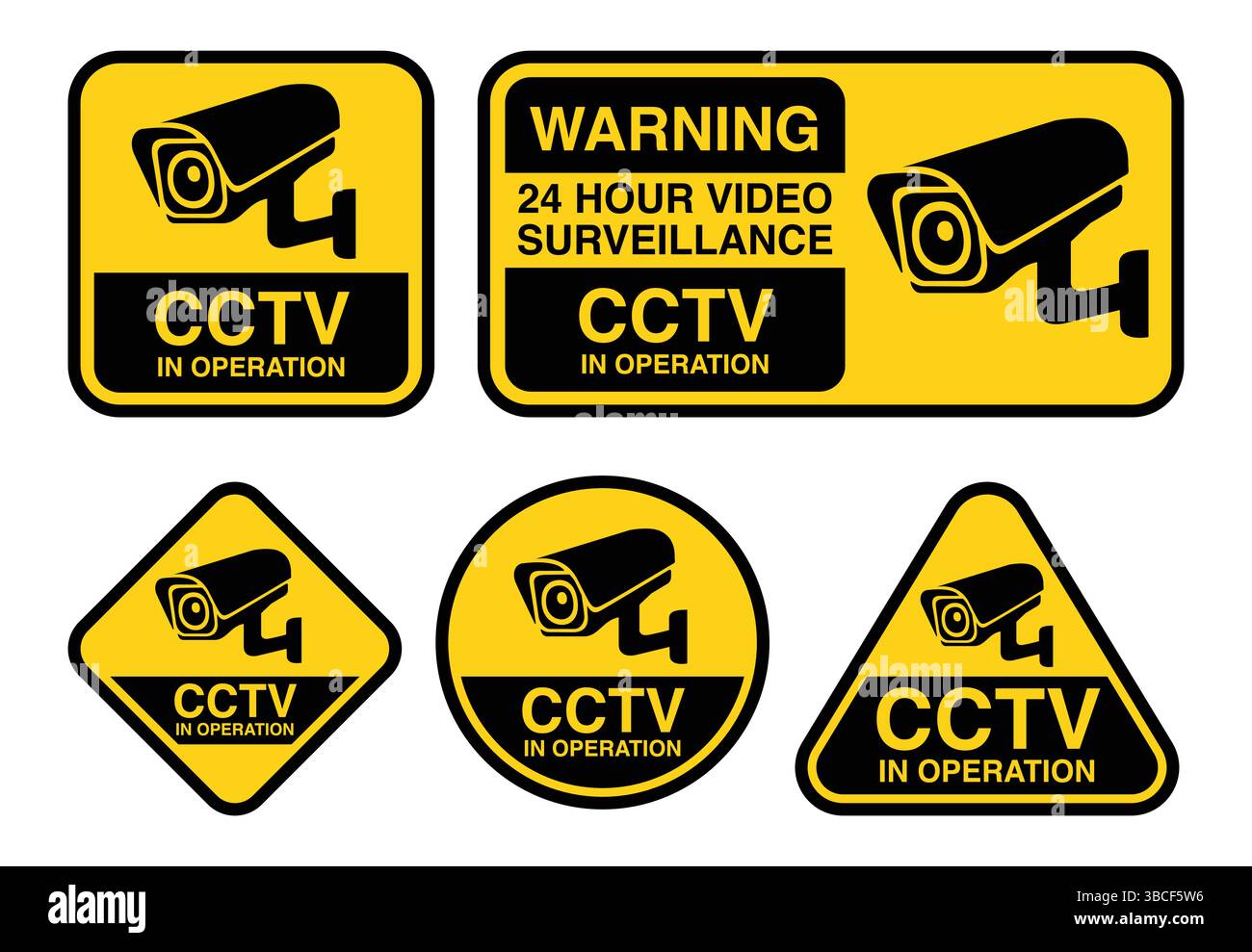 Security Camera or CCTV sign in yellow and black. Pictogram of CCTV in ...