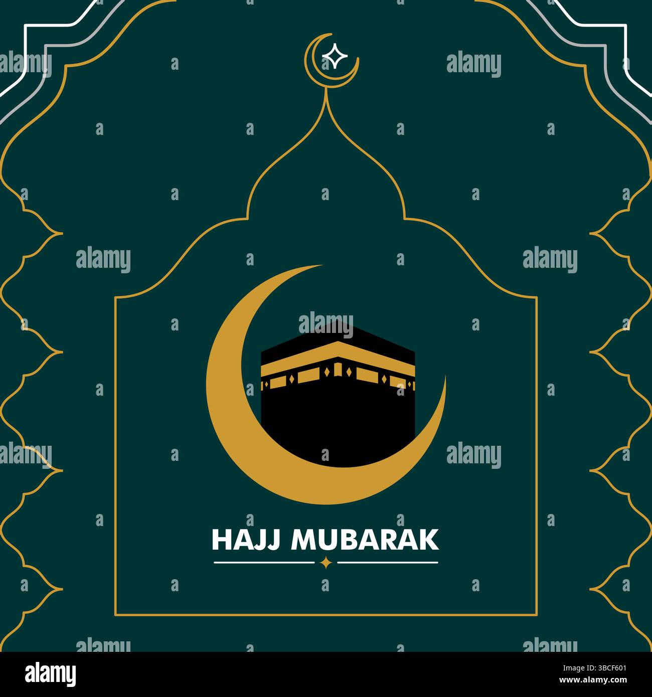 Hajj mubarak greeting on elegant dark green background, hajj mabroor ...
