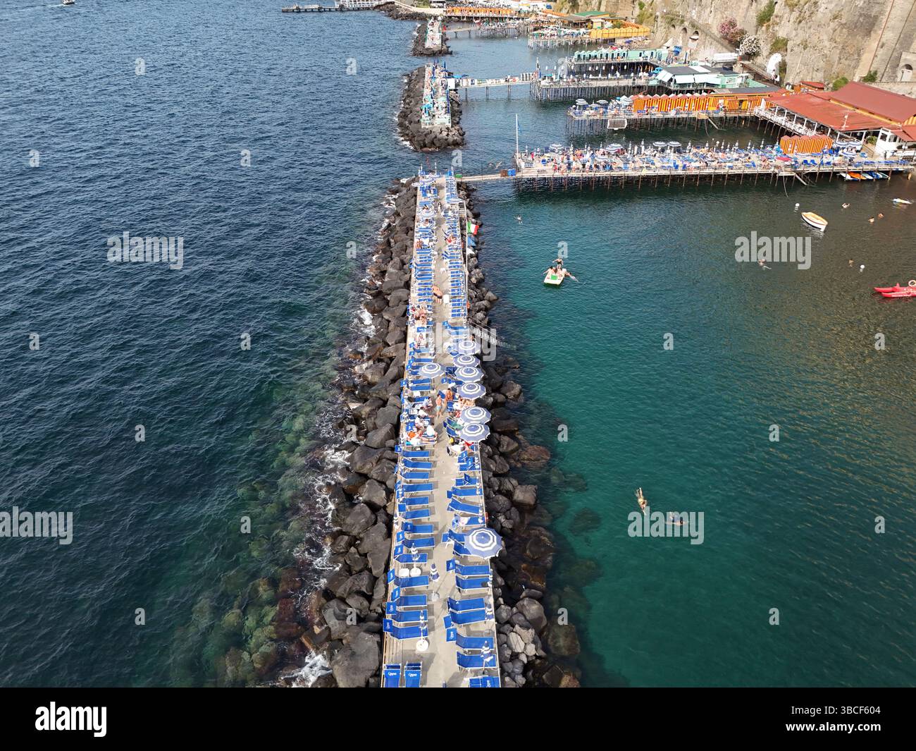Aerial view of the Sorrento Holiday seafront beach resort Italy Stock ...