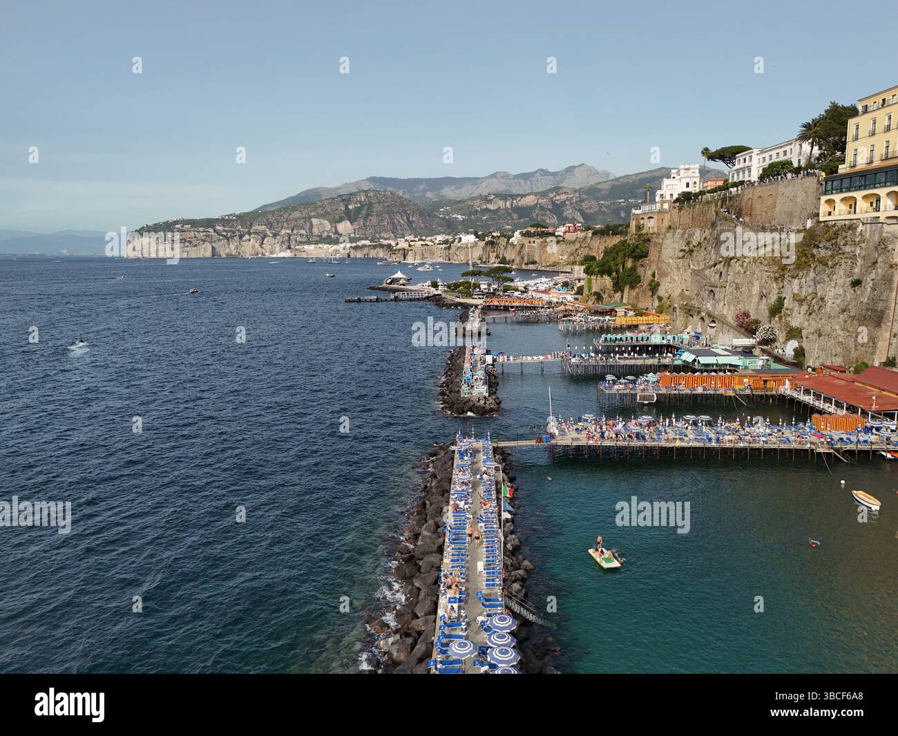 Aerial view of the Sorrento Holiday seafront beach resort Italy Stock ...