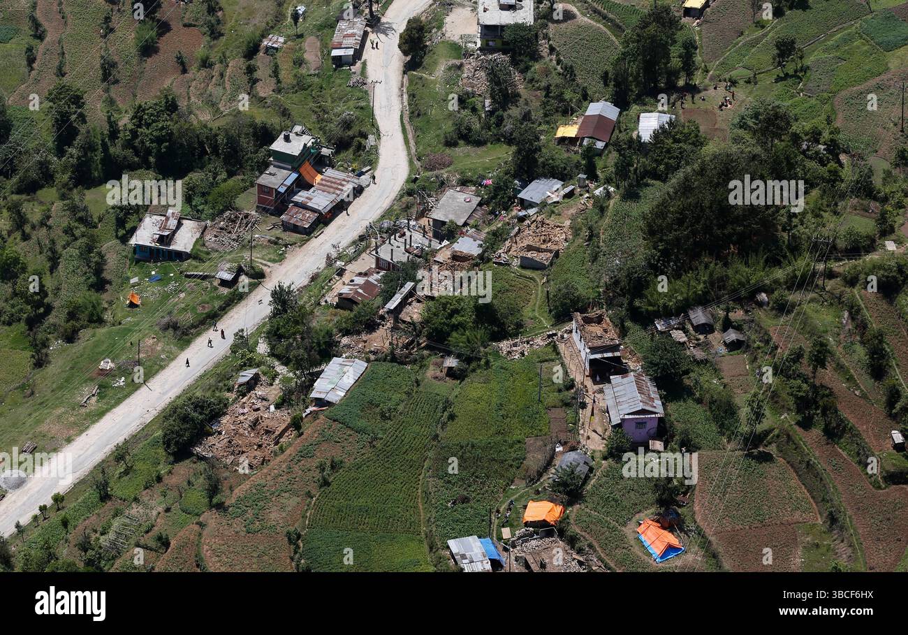Aerial photo of Nepal showing the conditions of the country after being ...