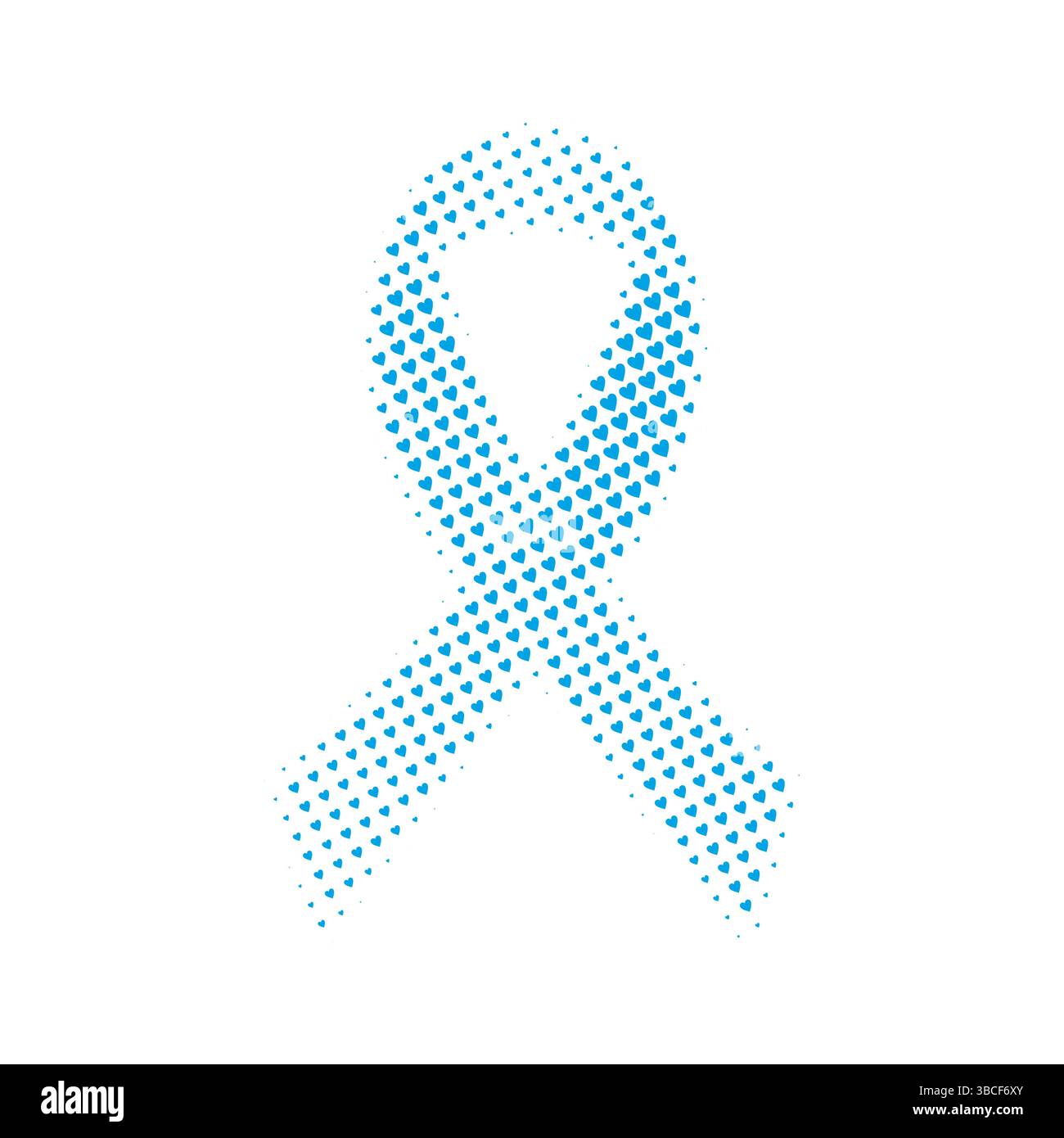 Prostate cancer blue ribbon made from tiny hearts, cancer awareness ...
