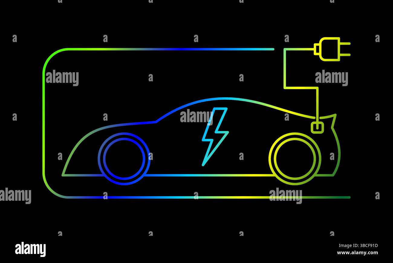 Modern electric car with plug icon, green and blue gradient ev car ...