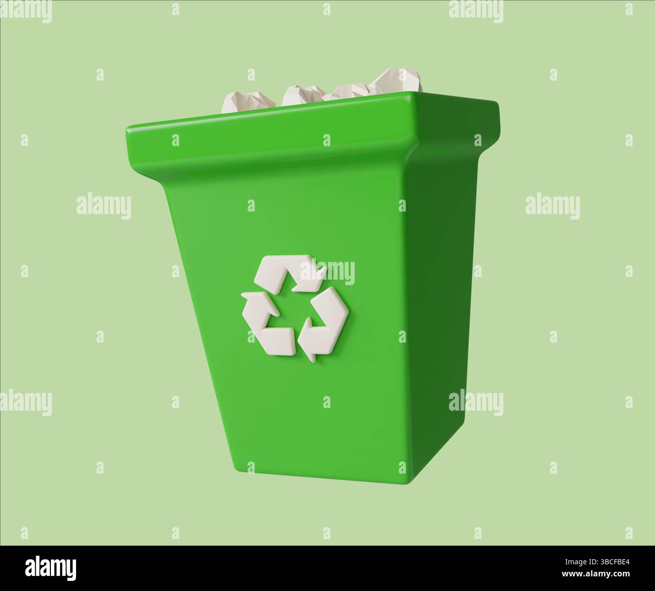 Eco-friendly recycling bin with waste for sustainability. 3D render ...