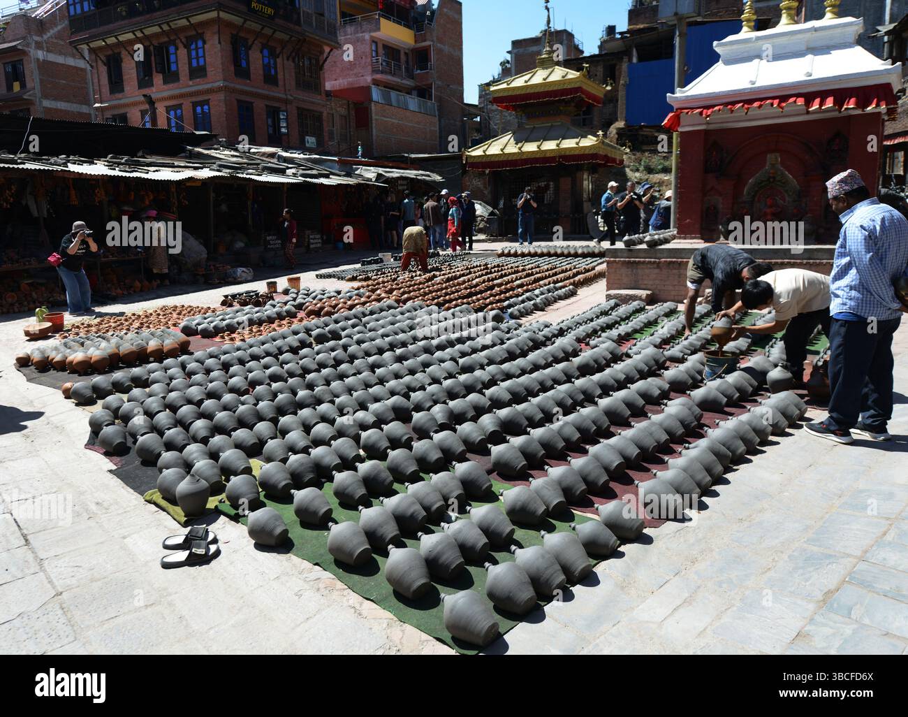 Drying pottery at Pottery Square in Bhaktapur, Nepal Stock Photo - Alamy
