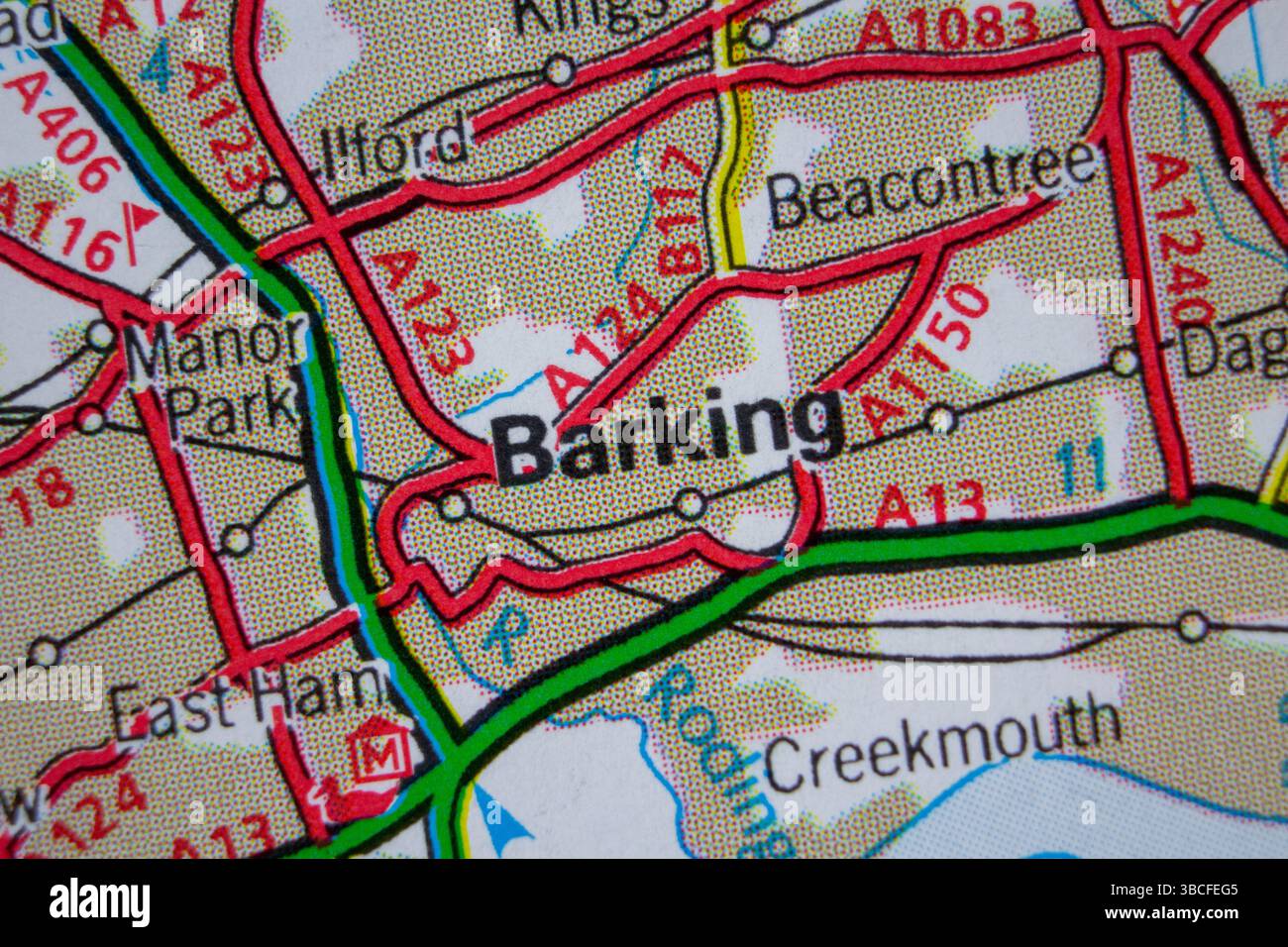 Barking - England, United Kingdom colour atlas map town name of the ...