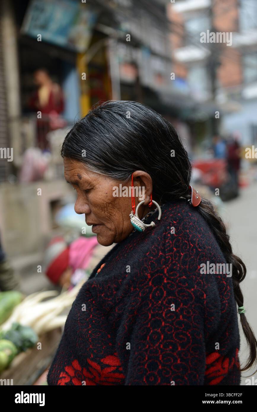 Street markets in Boudhanath district in Kathmandu, Nepal Stock Photo ...