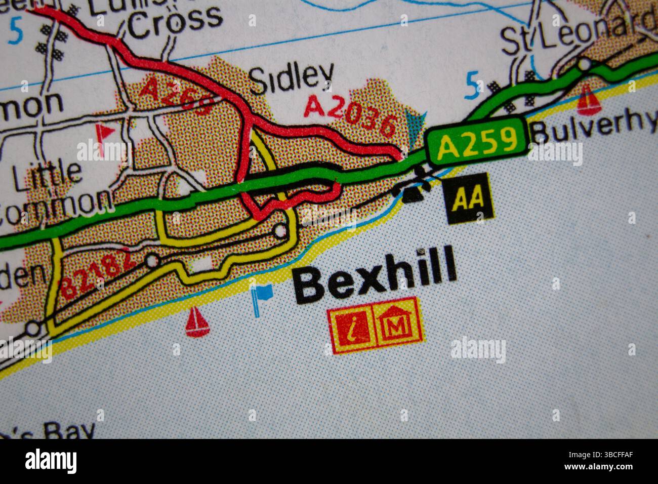 Bexhill - England, United Kingdom colour atlas map town name of the ...