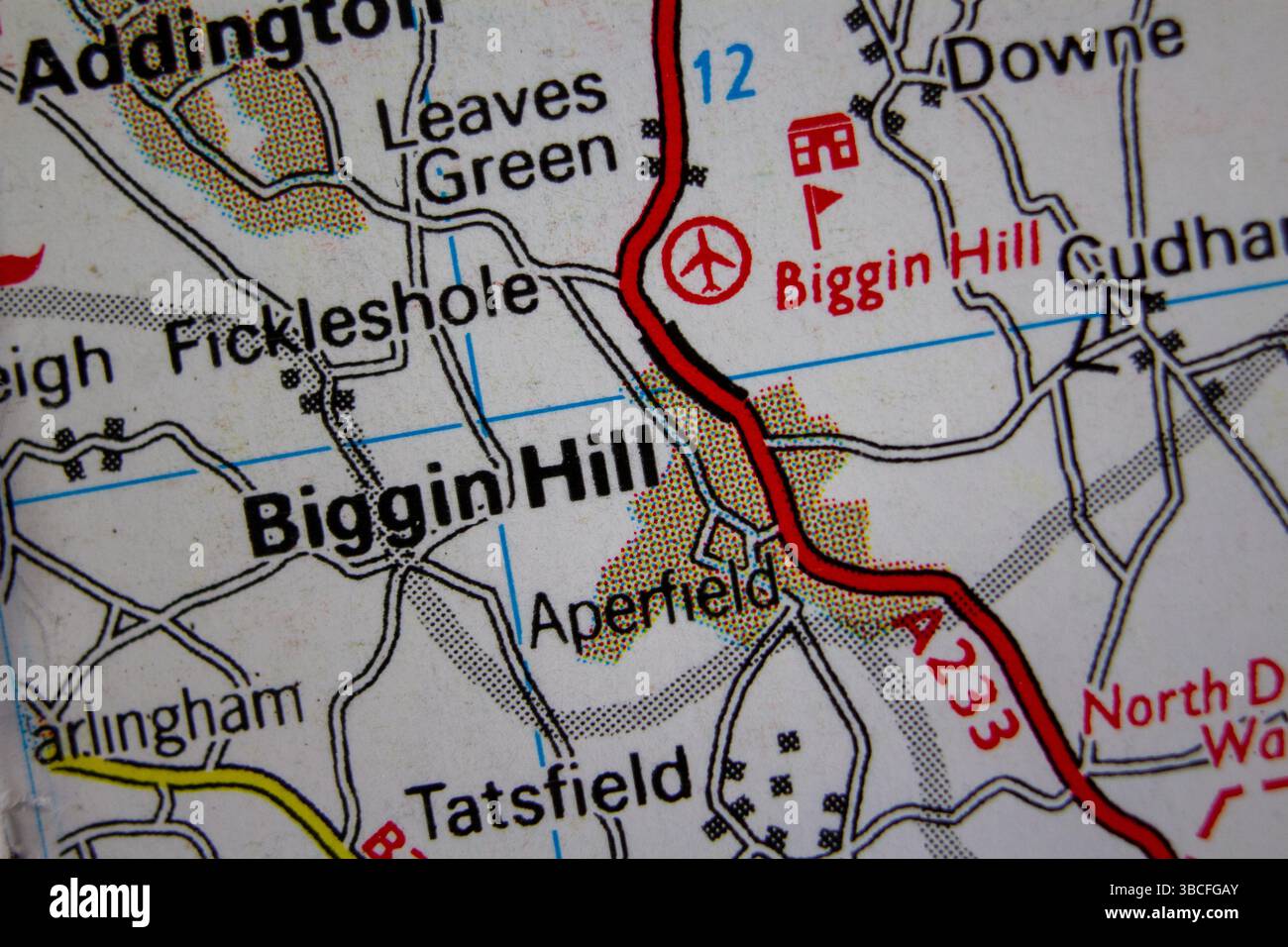 Biggin Hill - England, United Kingdom colour atlas map town name of the ...