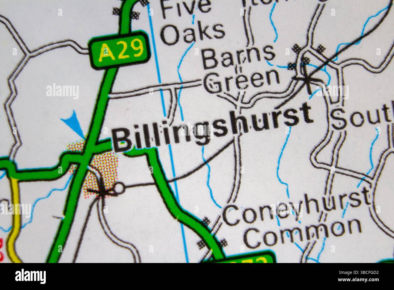 Billingshurst - England, United Kingdom colour atlas map town name of ...