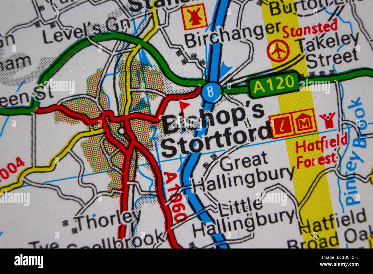 Bishop's Stortford - England, United Kingdom colour atlas map town name ...