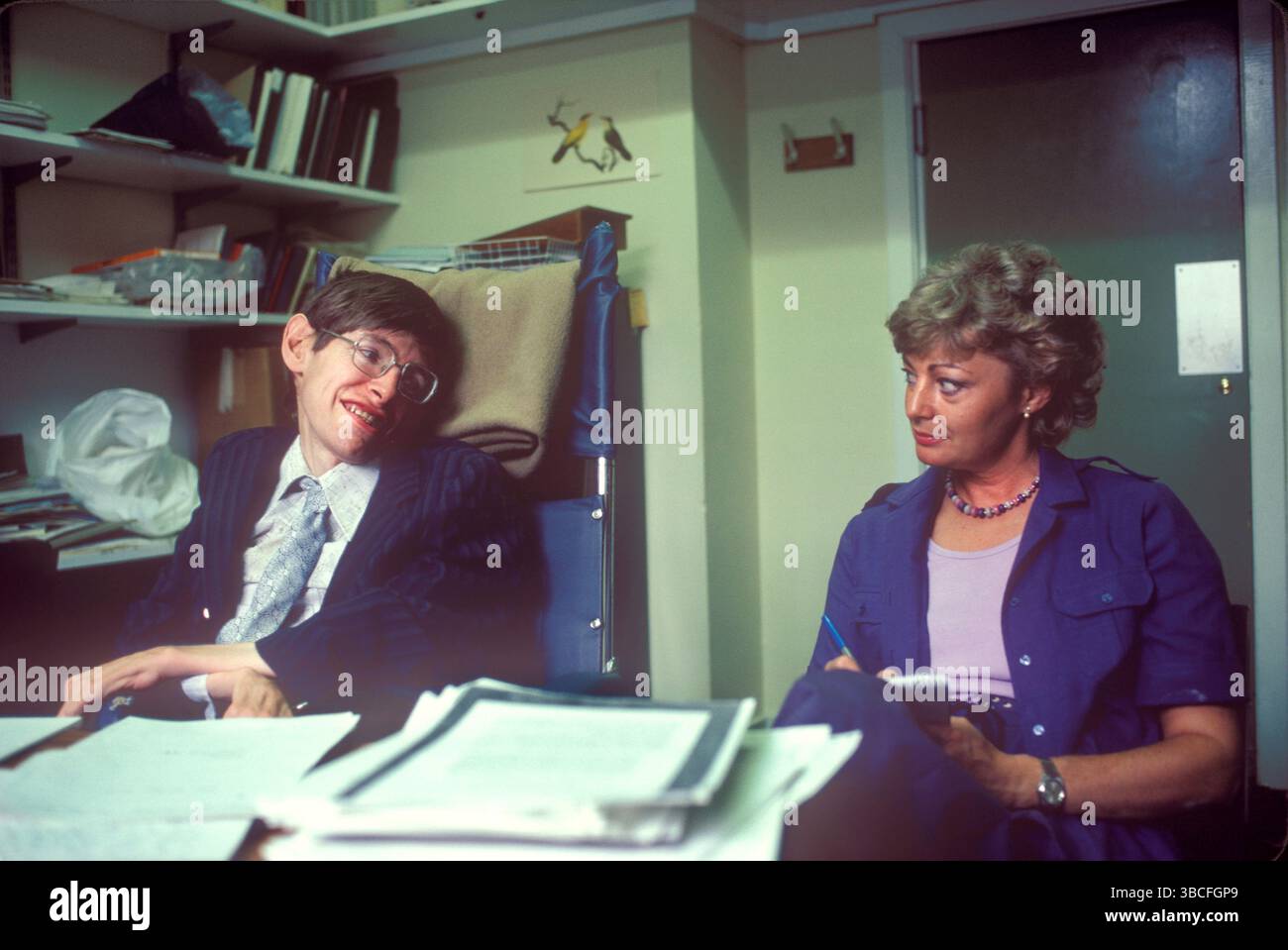 Professor Stephen Hawking in his office at Cambridge University with ...