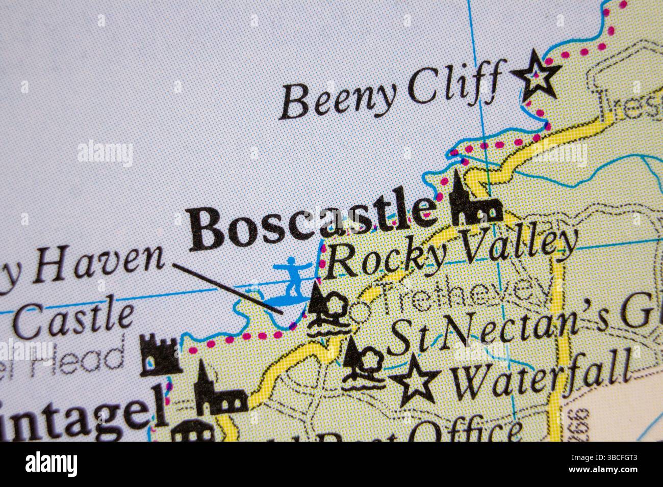 Boscastle - England, United Kingdom colour atlas map town name of the ...