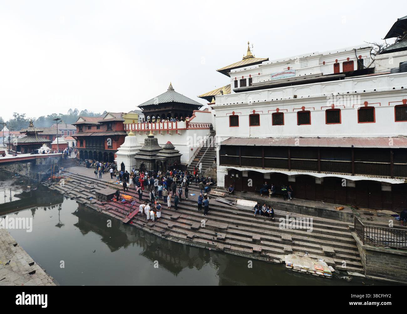 The Pashupatinath temple featuring the main temple's eastern gate, mini ...