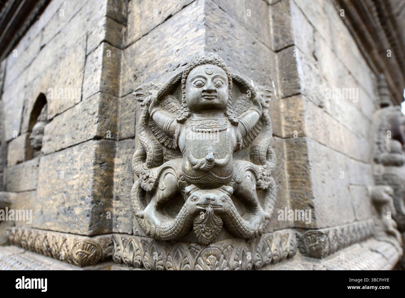 Beautiful stone reliefs decorating the temples at the Pashupatinath ...