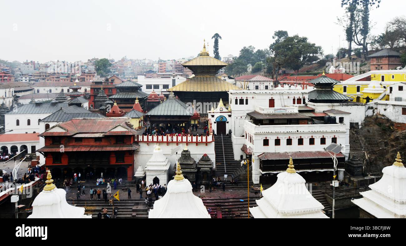 The Pashupatinath temple featuring the main temple's eastern gate, mini ...