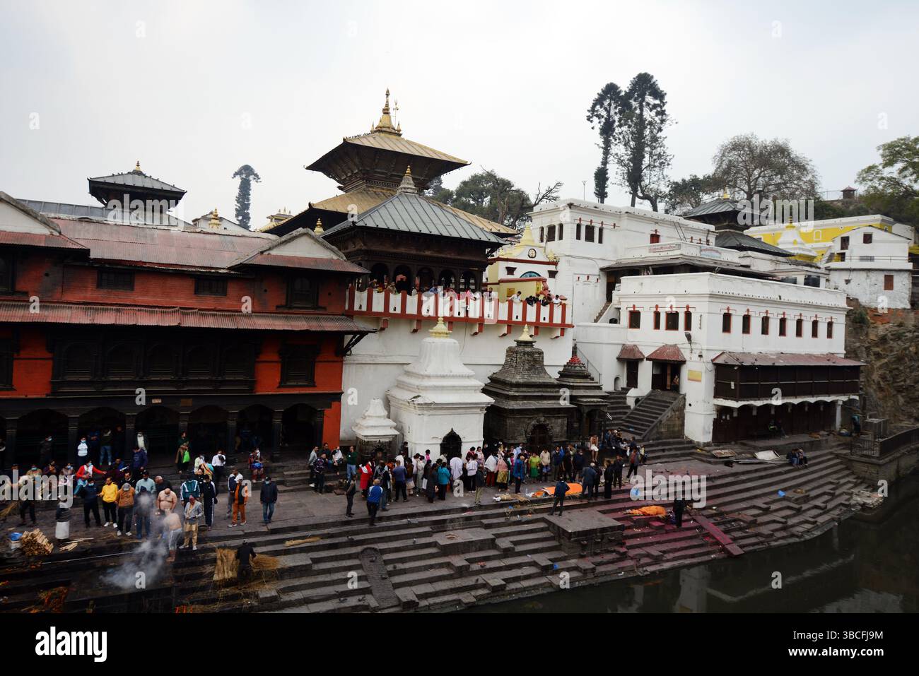 The Pashupatinath temple featuring the main temple's eastern gate, mini ...