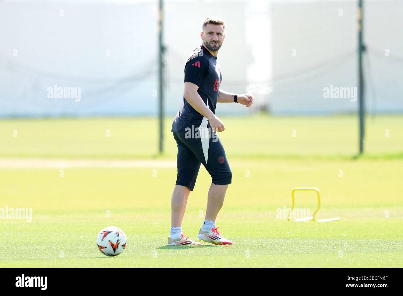 Manchester United's Luke Shaw during a training session at the ...