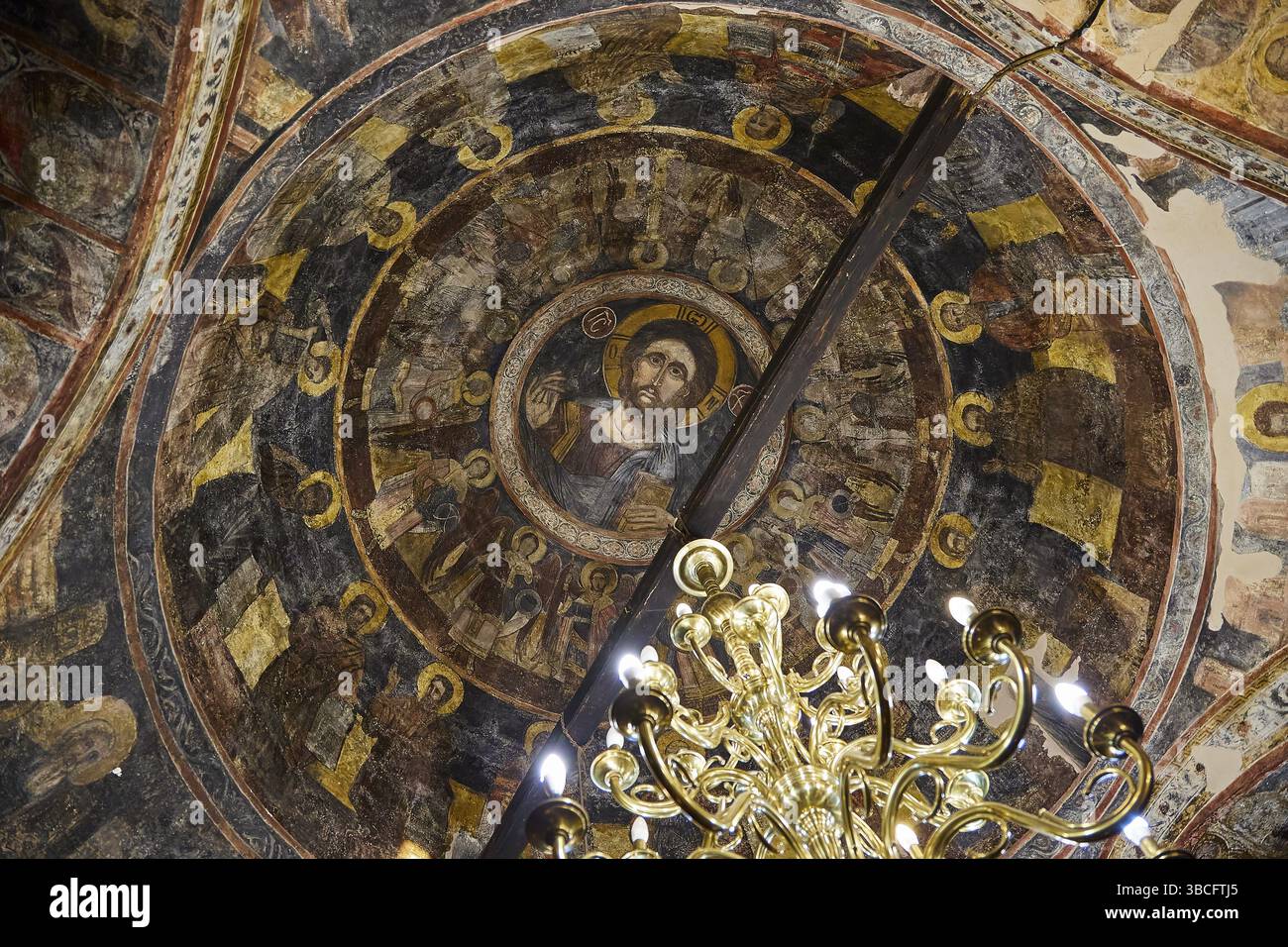 Impressive ceiling fresco with a detailed depiction of a holy figure in ...