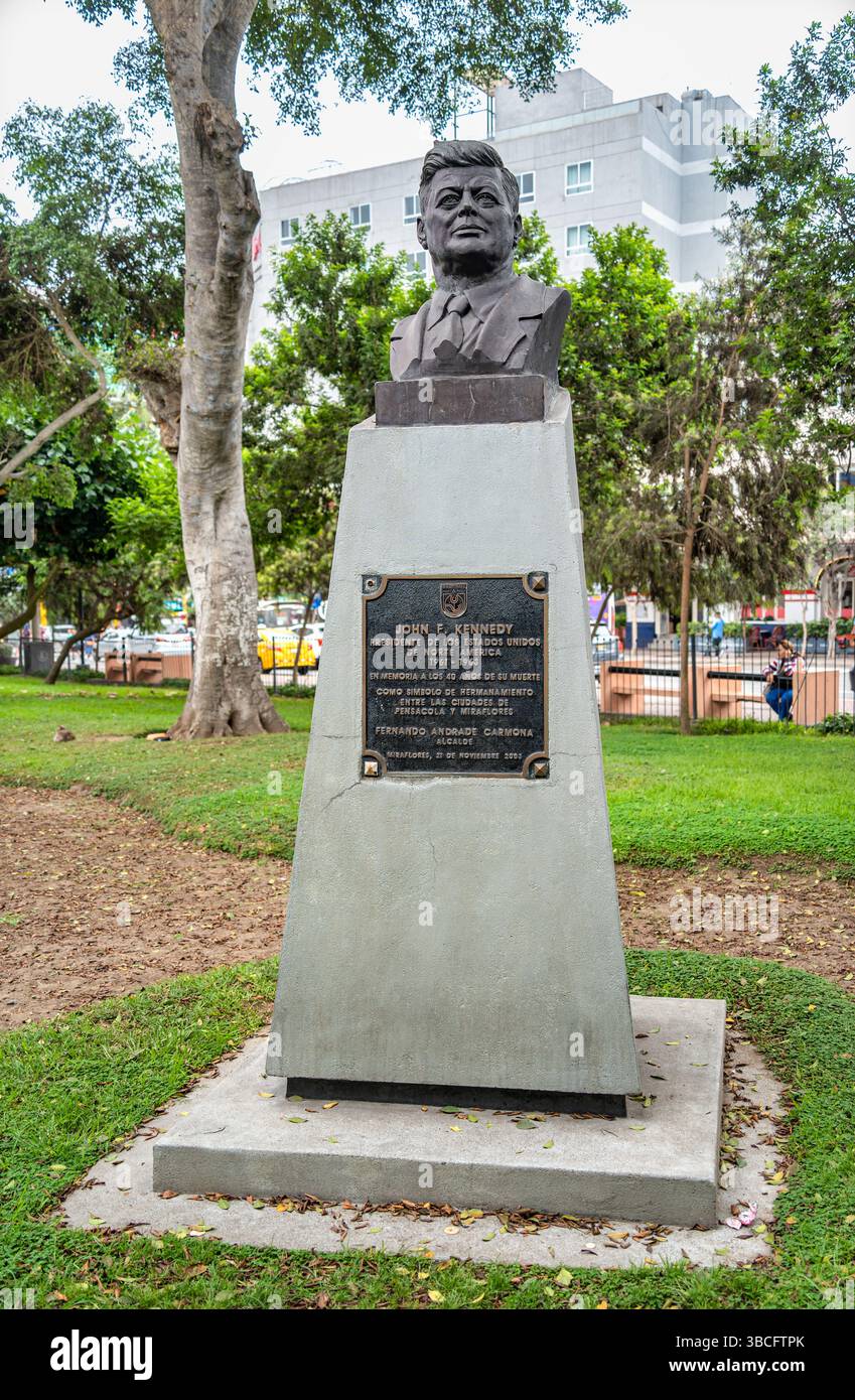 Lima, Peru - March 11, 2025: The statue of president John F. Kennedy in ...