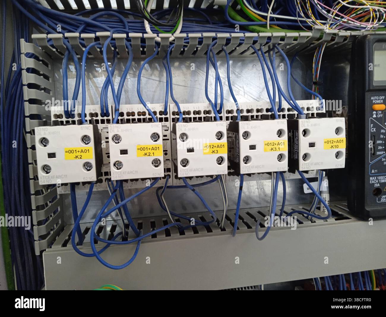 Electromagnetic contactors in the electrical panel. Electrical panel ...